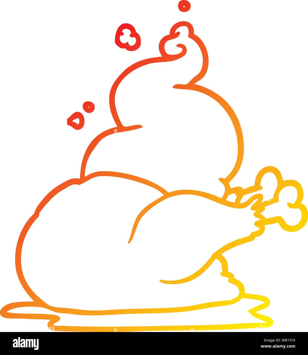 warm gradient line drawing of a whole cooked chicken Stock Vector Image ...