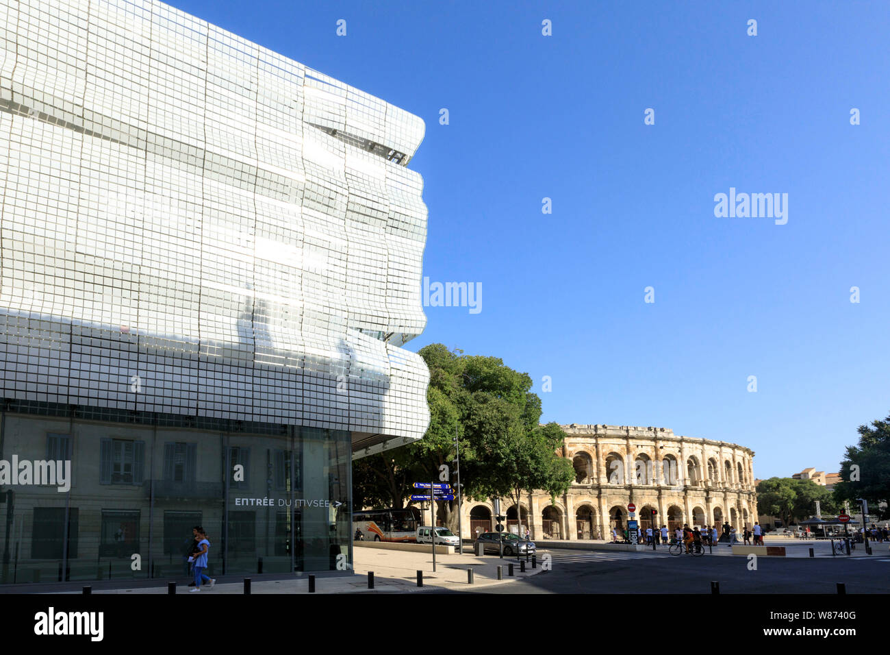 Nimes (south-eastern France): the “musee de la Romanite” museum and the ...
