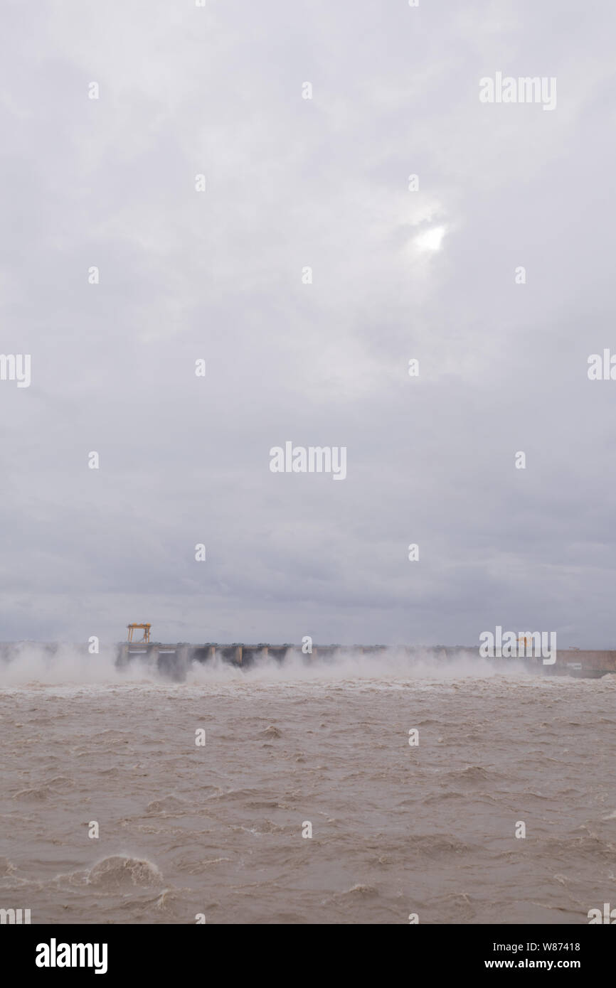 Water filled in Dam due to heavy rain and the gates of the reservior is ...