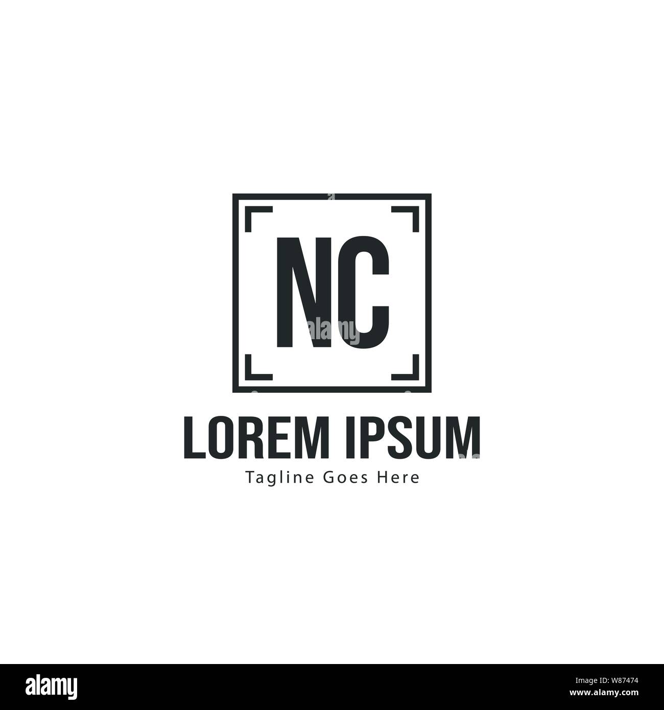 Initial NC logo template with modern frame. Minimalist NC letter logo ...