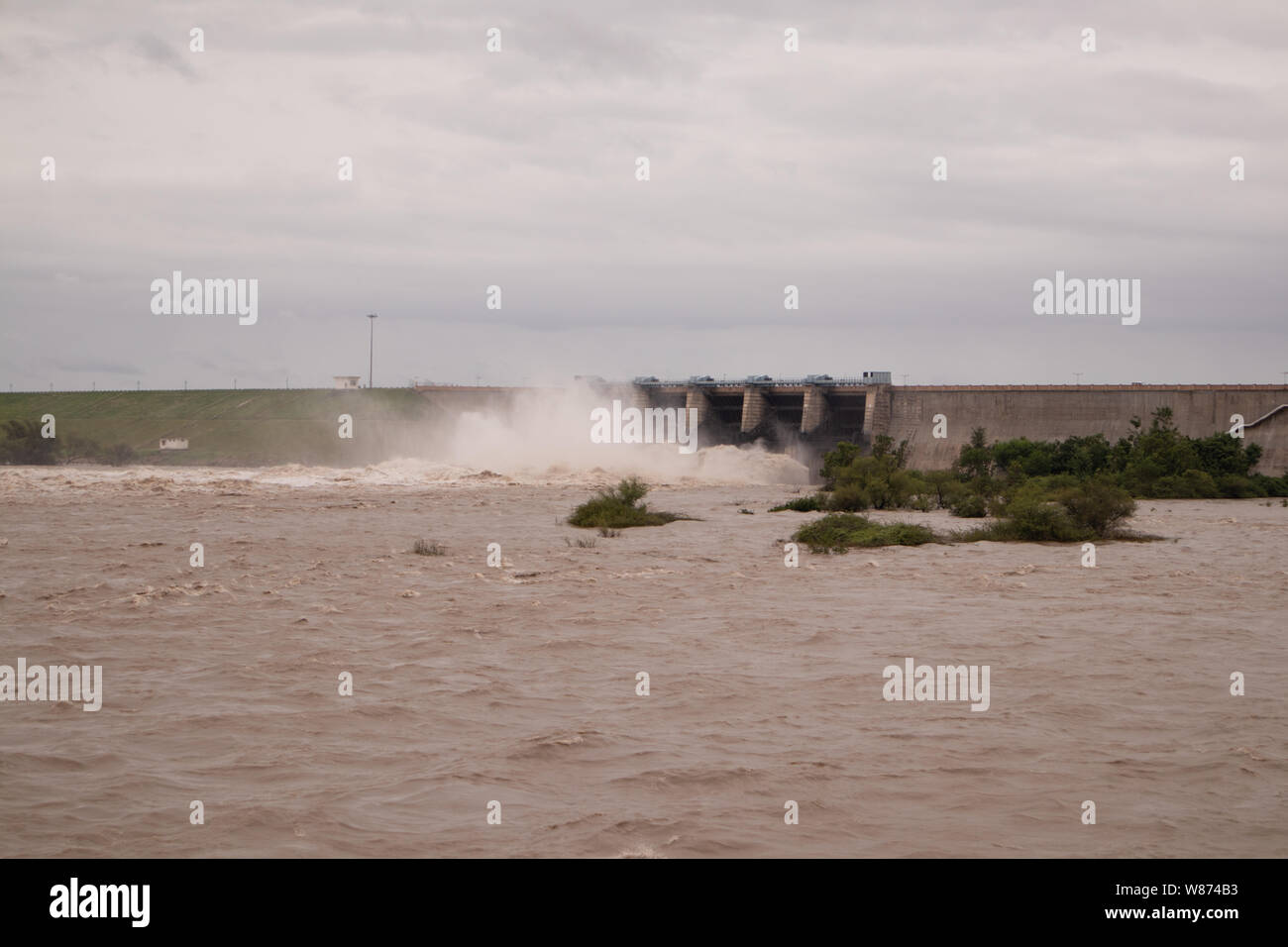 Water filled in Dam due to heavy rain and the gates of the reservior is ...