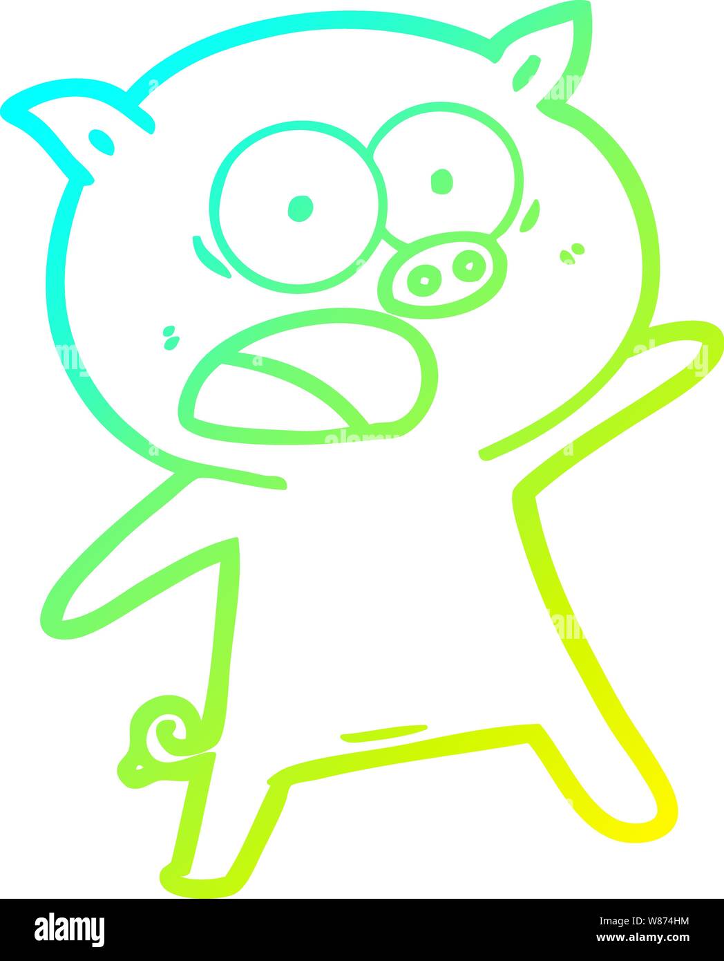 cold gradient line drawing of a cartoon pig shouting Stock Vector Image ...