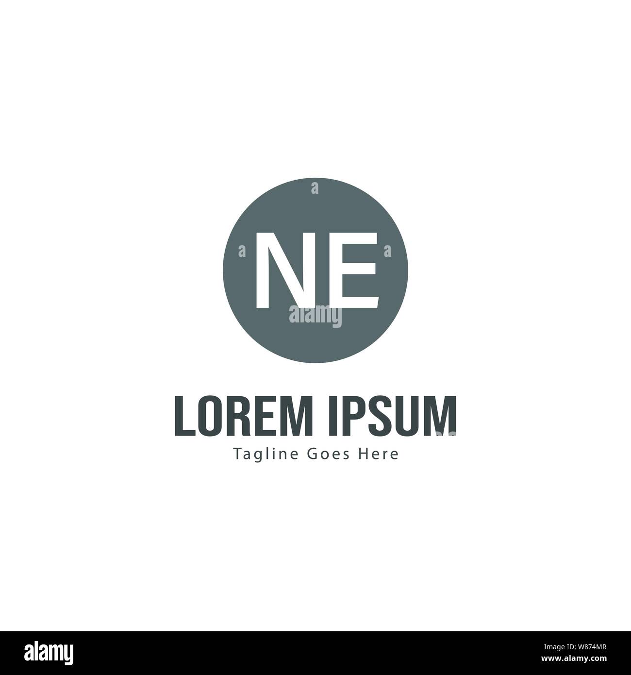 Initial NE logo template with modern frame. Minimalist NE letter logo ...