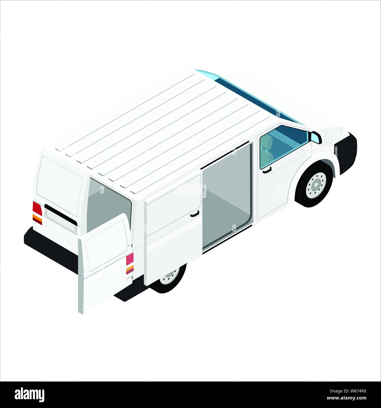 Hi-detailed Cargo Delivery Van with opened doors vector isometric view ...
