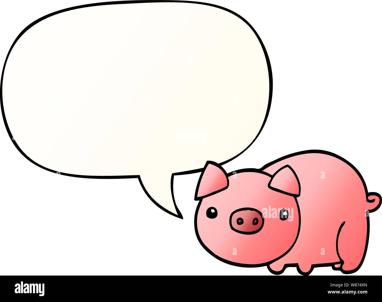 cartoon pig with speech bubble in smooth gradient style Stock Vector ...