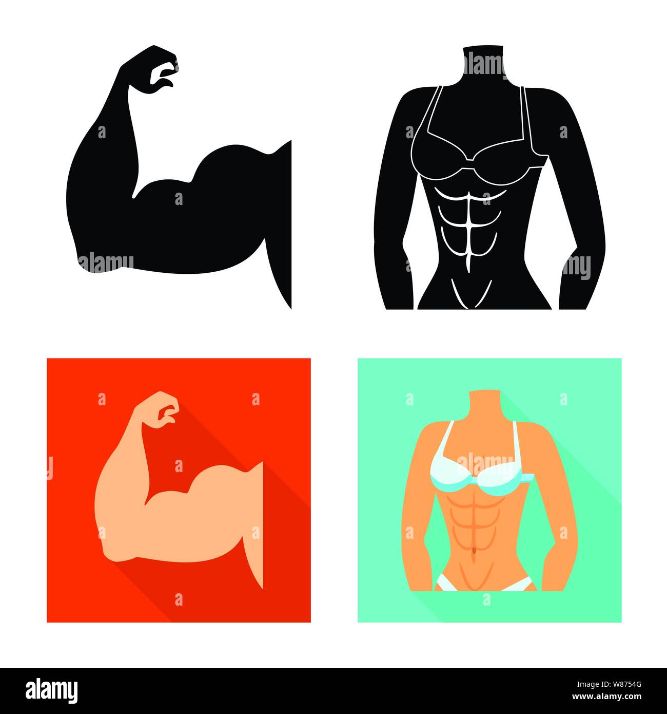 Vector design of fiber and muscular sign. Collection of fiber and body ...