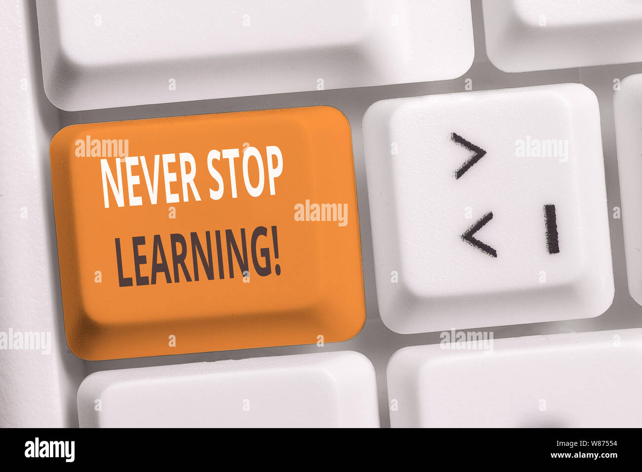 Handwriting text writing Never Stop Learning. Conceptual photo keep on ...