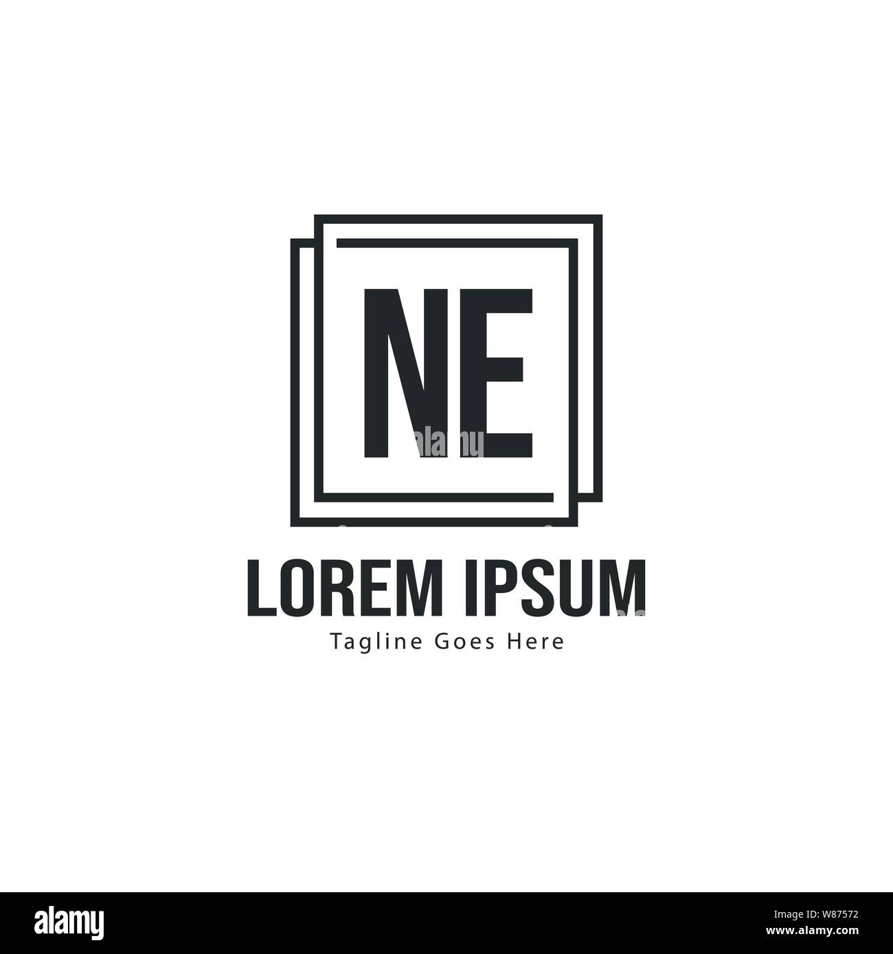 Initial NE logo template with modern frame. Minimalist NE letter logo ...