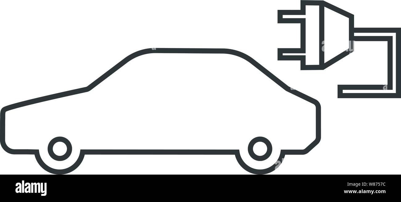 Electric car icon isolated on white background. Thin line. Vector ...