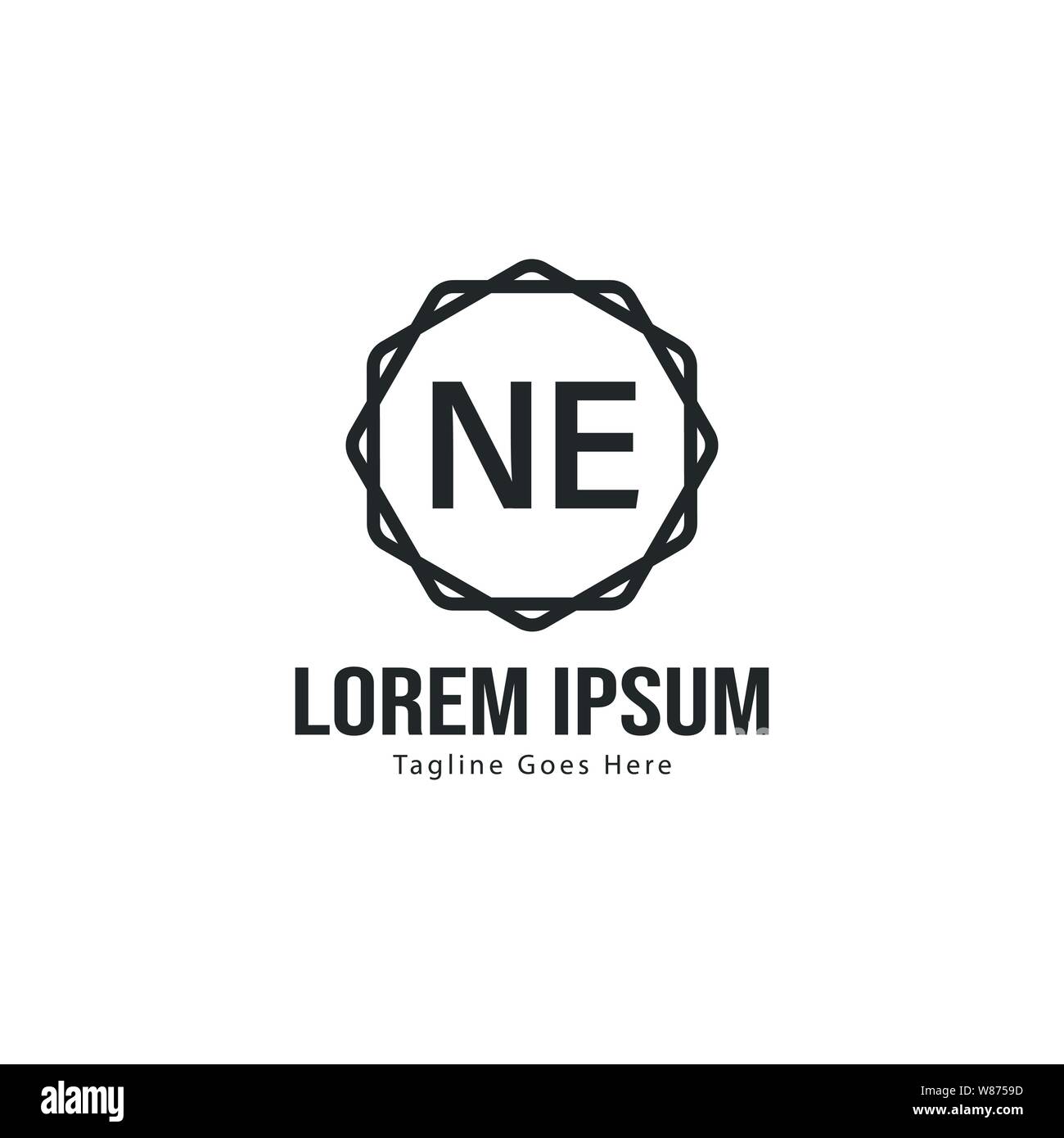 Initial NE logo template with modern frame. Minimalist NE letter logo ...