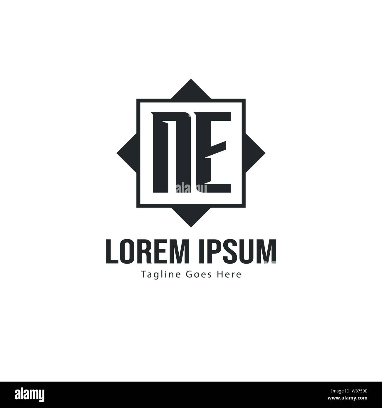Initial NE logo template with modern frame. Minimalist NE letter logo ...