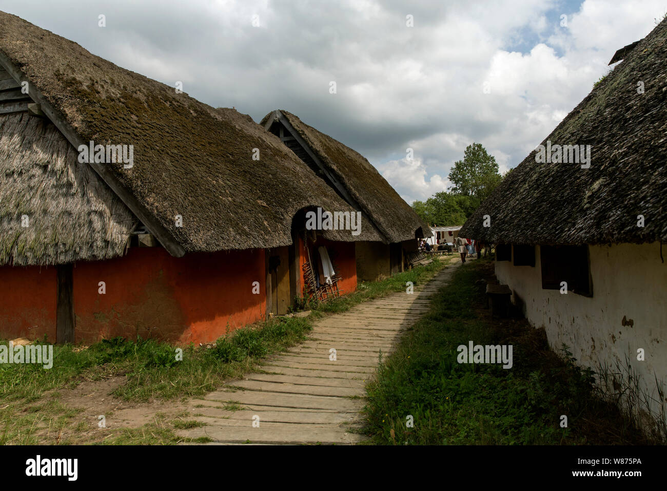 Reconstructed Viking houses from around year 980 at Ribe Viking Centre ...