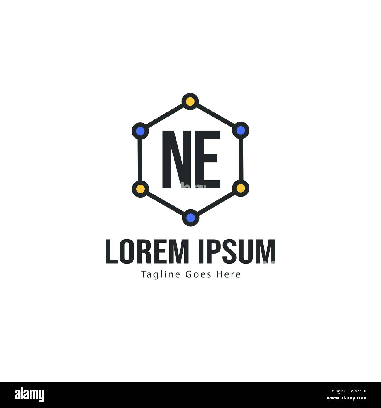 Initial NE logo template with modern frame. Minimalist NE letter logo ...