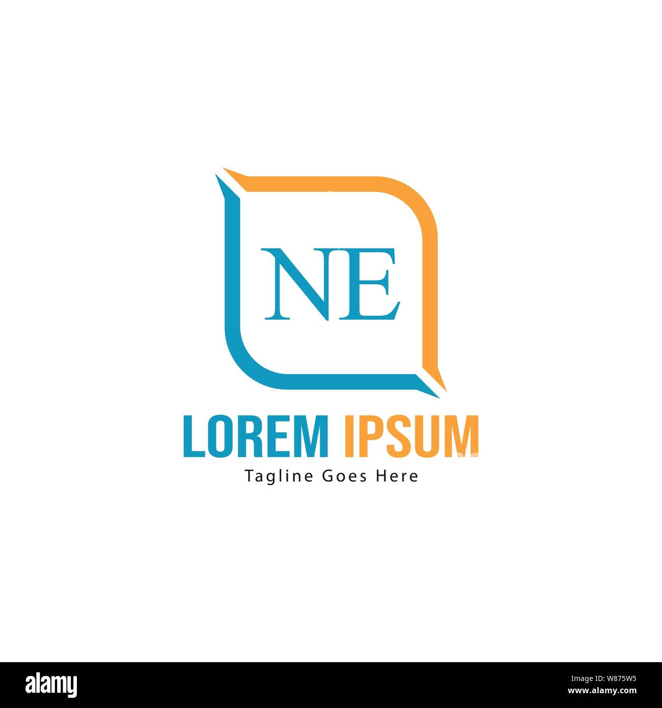Initial NE logo template with modern frame. Minimalist NE letter logo ...