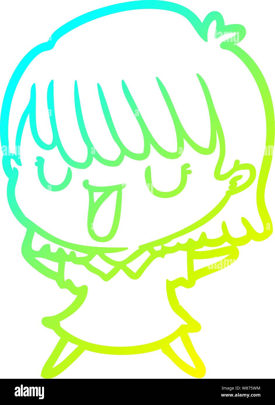 cold gradient line drawing of a cartoon woman Stock Vector Image & Art ...