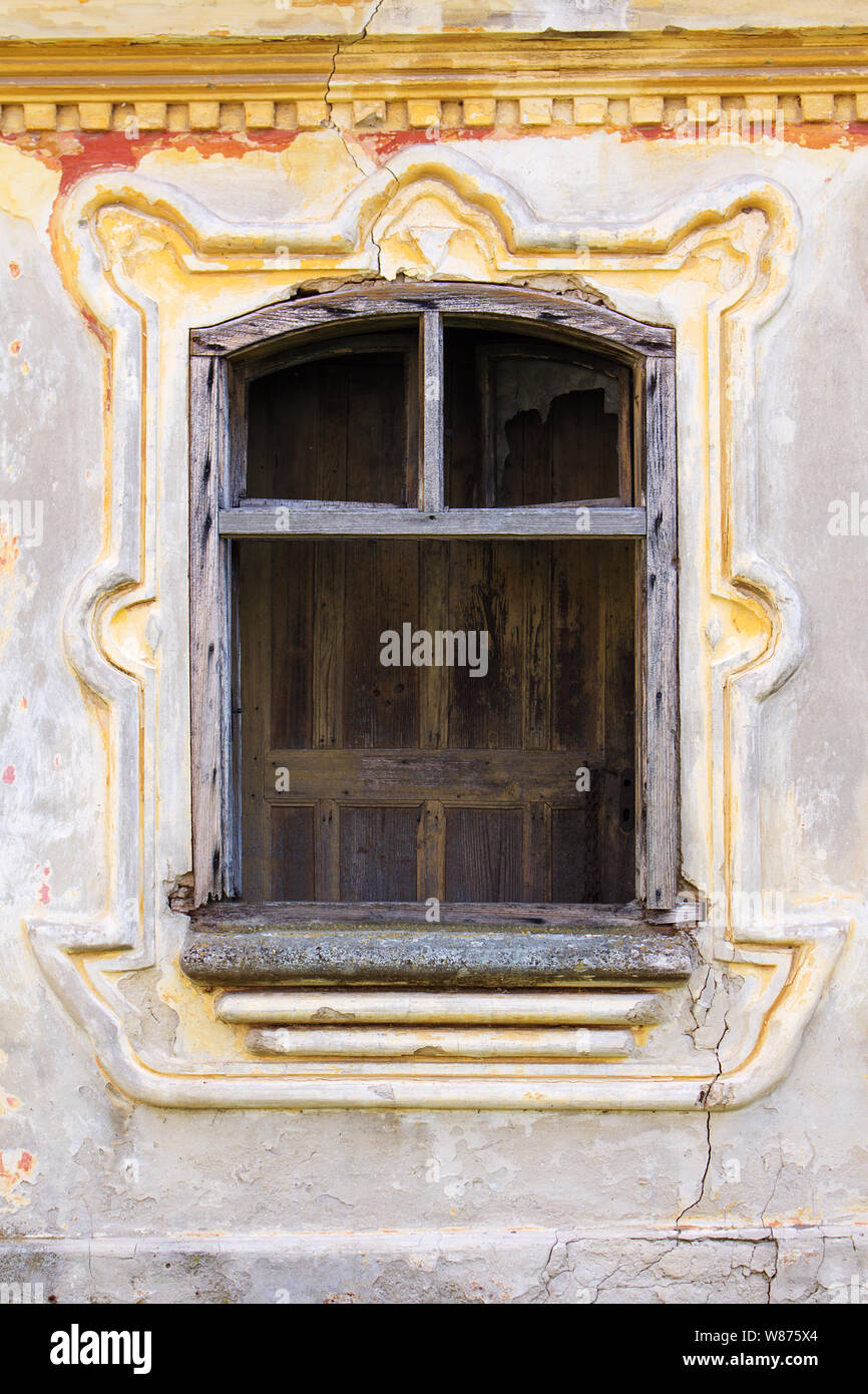 Window Frame With Vintage Decor On a Ornate, Rustic, Worn, Aged Wall ...