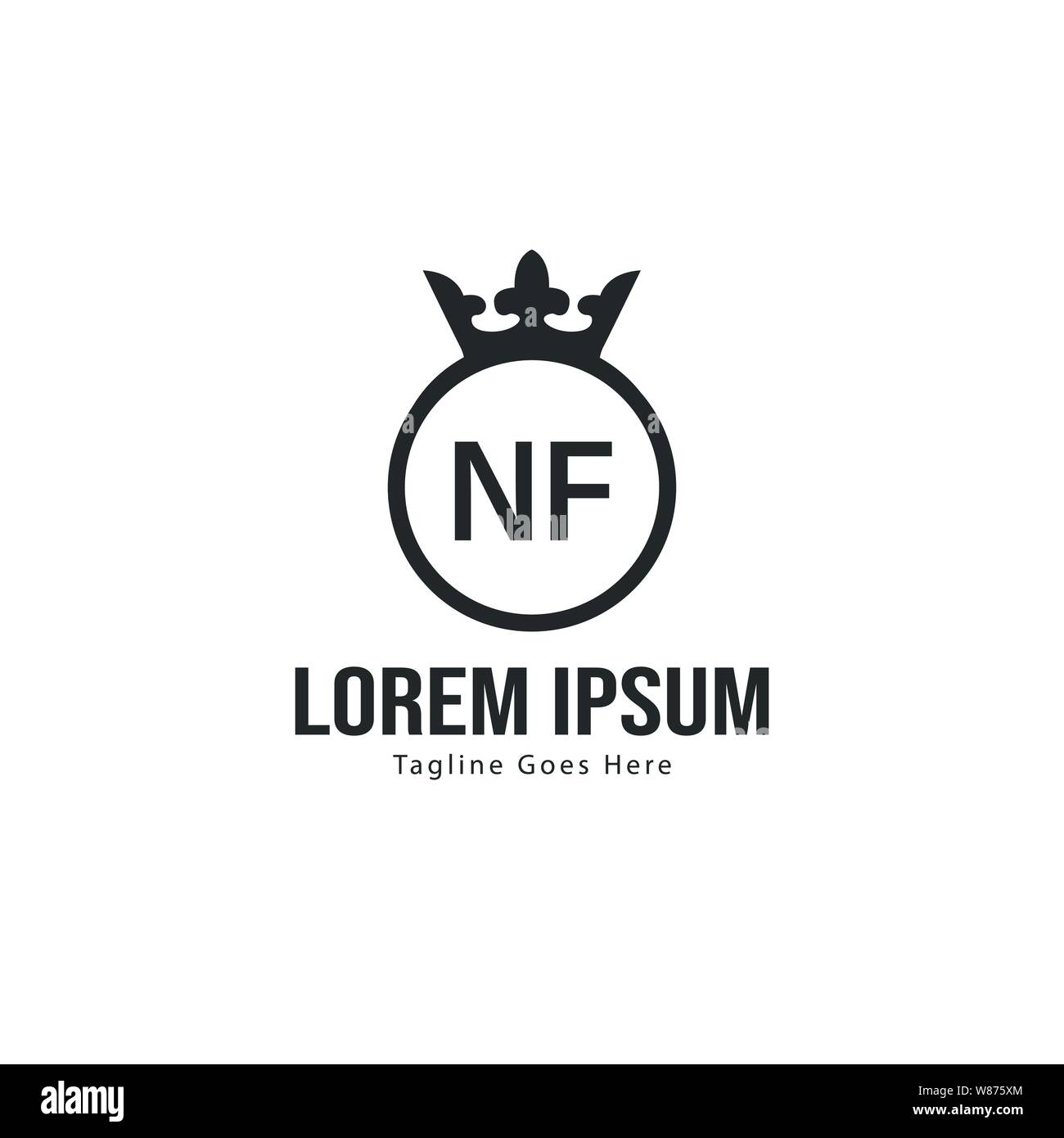Initial NF logo template with modern frame. Minimalist NF letter logo ...