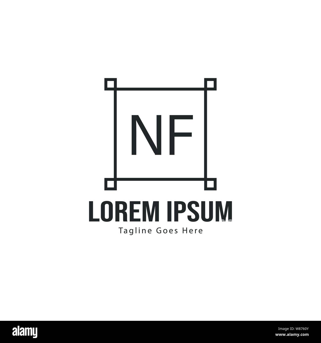 Initial NF logo template with modern frame. Minimalist NF letter logo ...