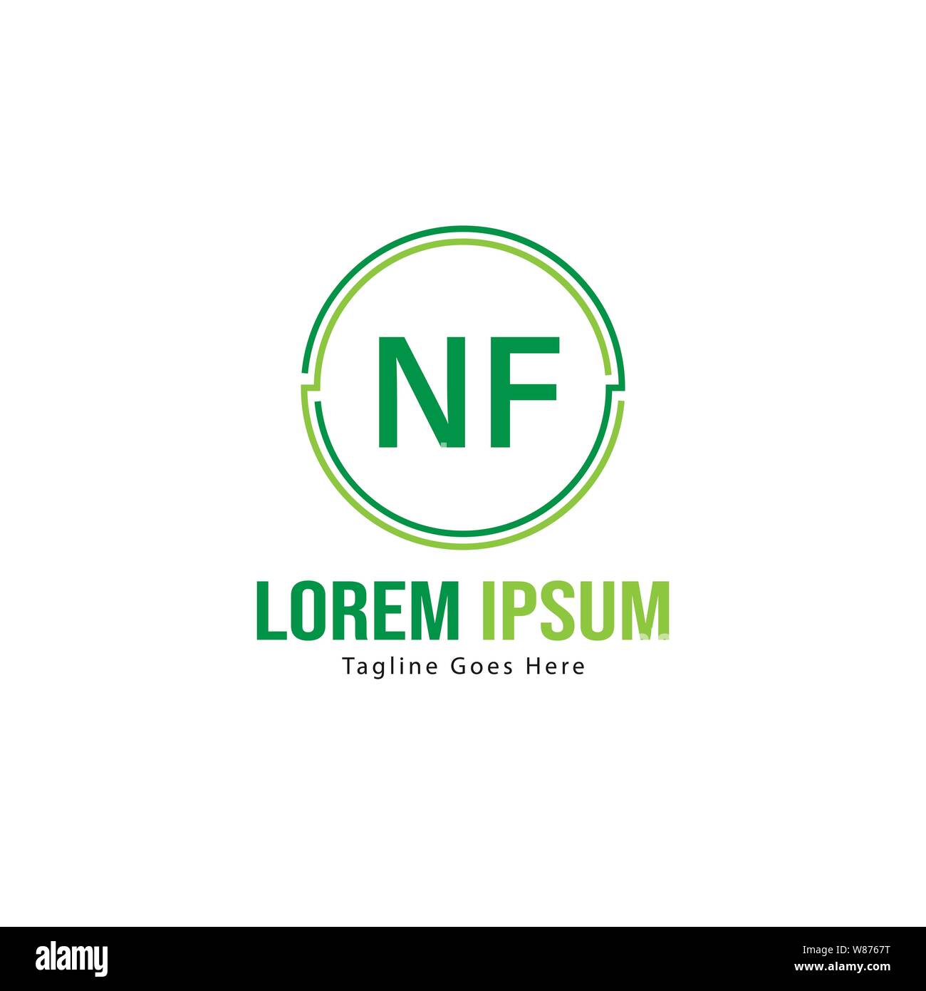 Initial NF logo template with modern frame. Minimalist NF letter logo ...