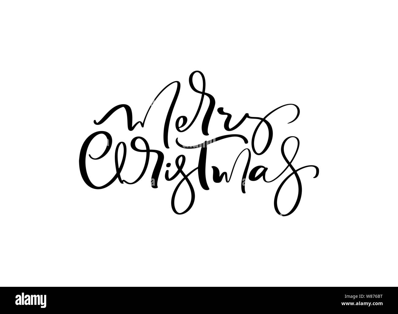 Merry Christmas vector Calligraphic text. Lettering design card ...