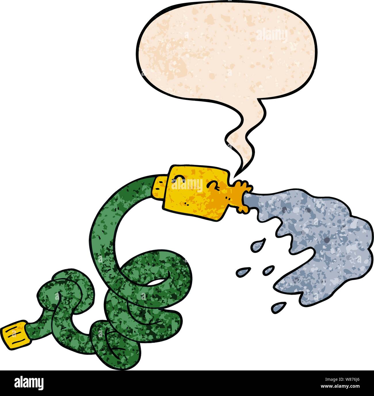 cartoon hosepipe with speech bubble in retro texture style Stock Vector ...