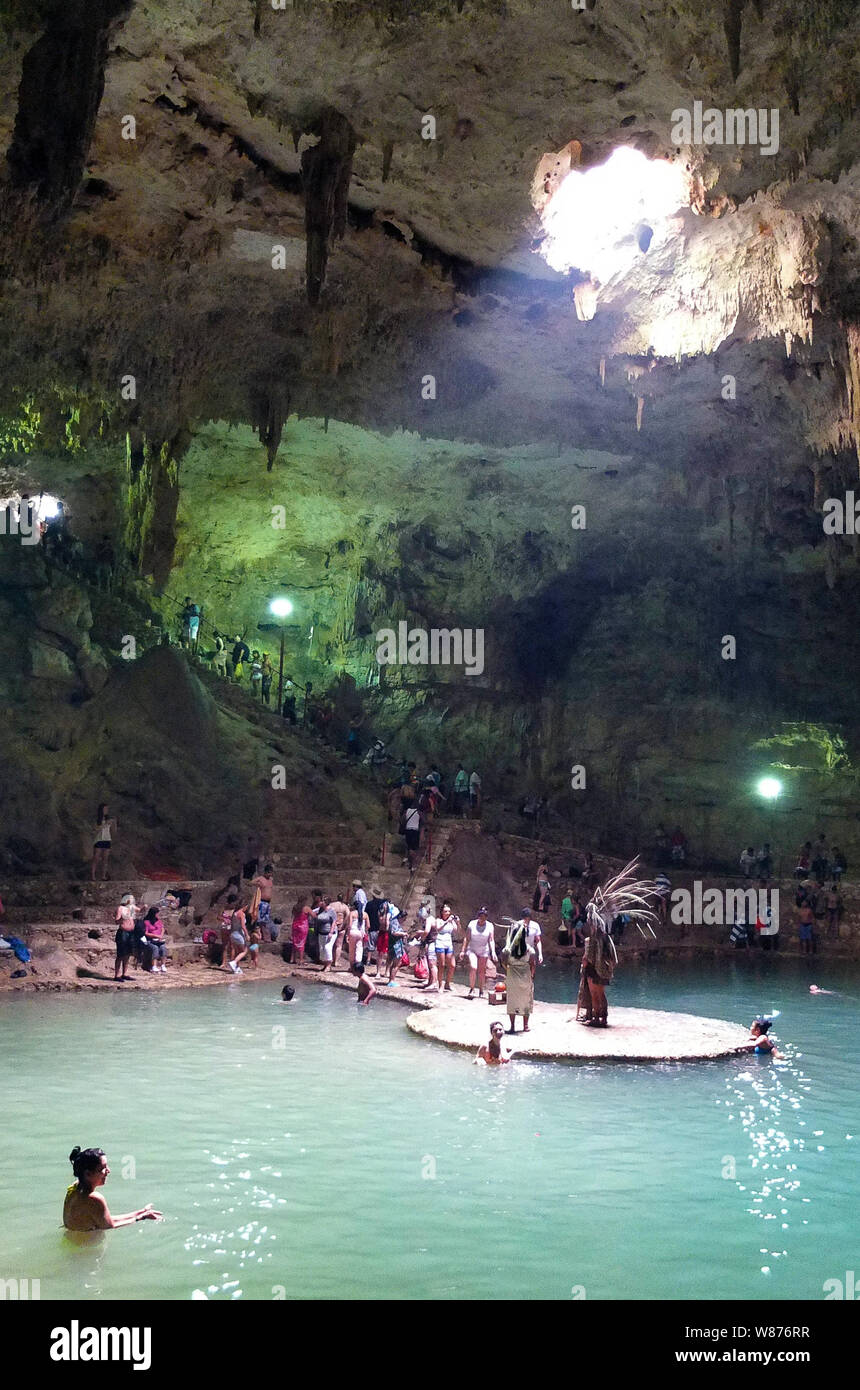 A cenote is a natural pit, or sinkhole resulting from the collapse of ...