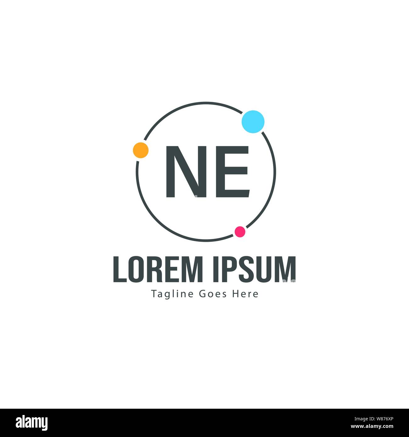 Initial NE logo template with modern frame. Minimalist NE letter logo ...