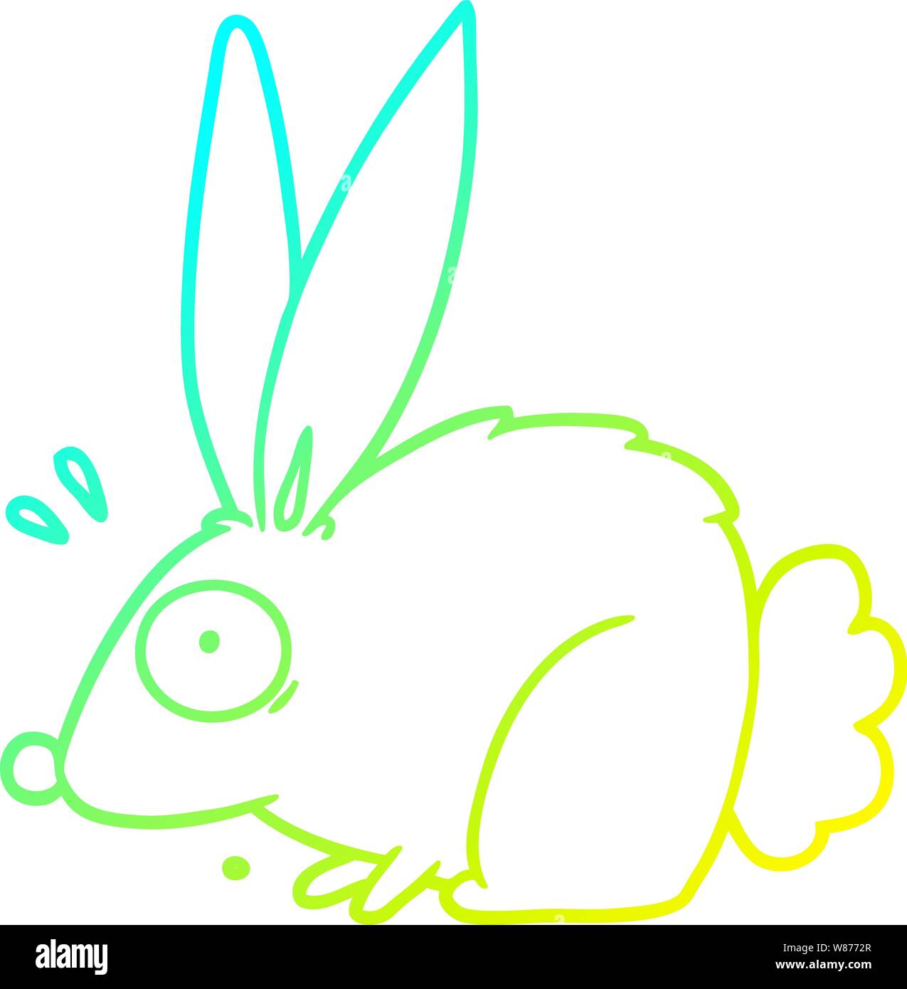 cold gradient line drawing of a cartoon frightened rabbit Stock Vector ...