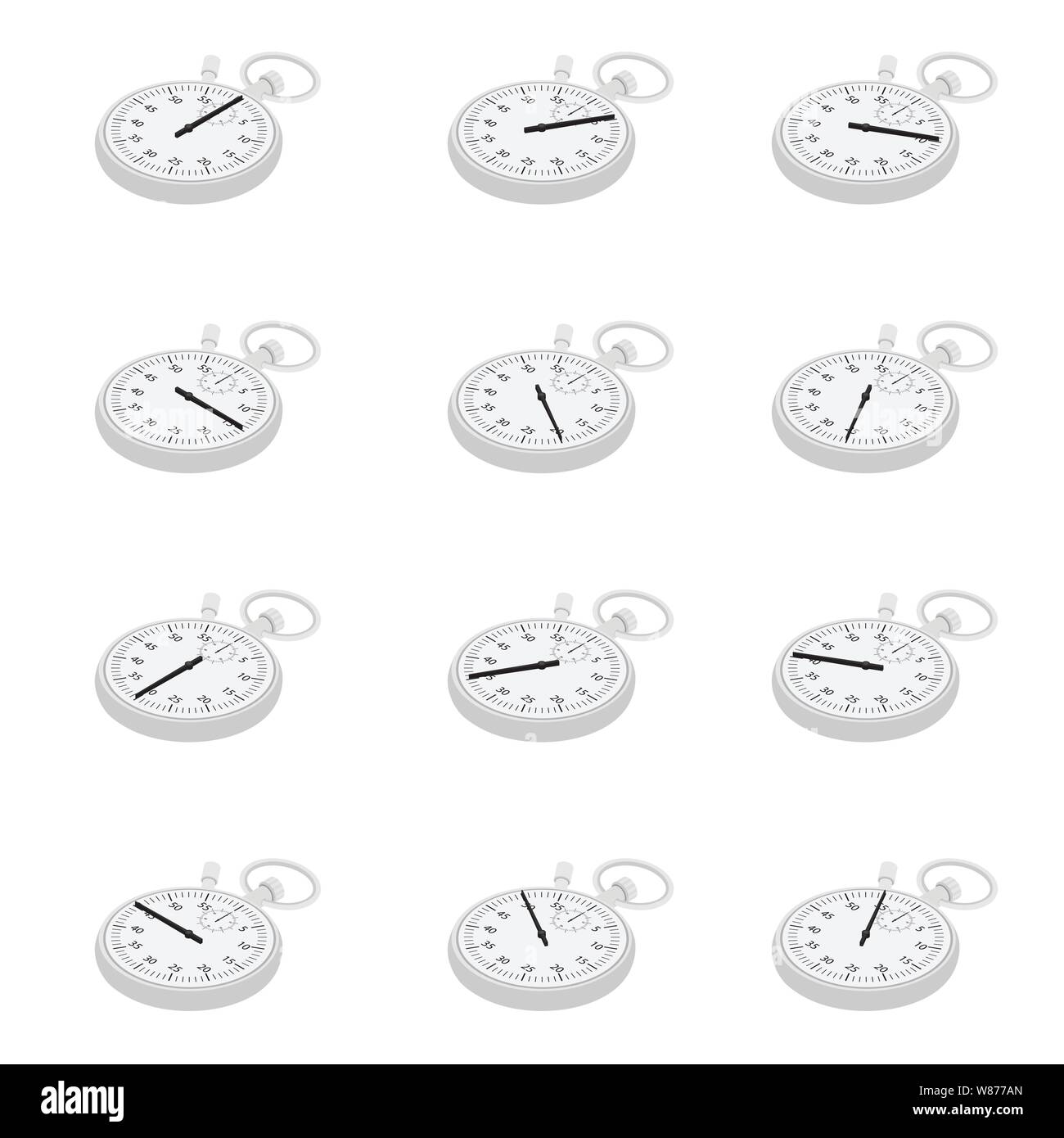 Stopwatch vector icon set isometric view. Counter isolated on white ...