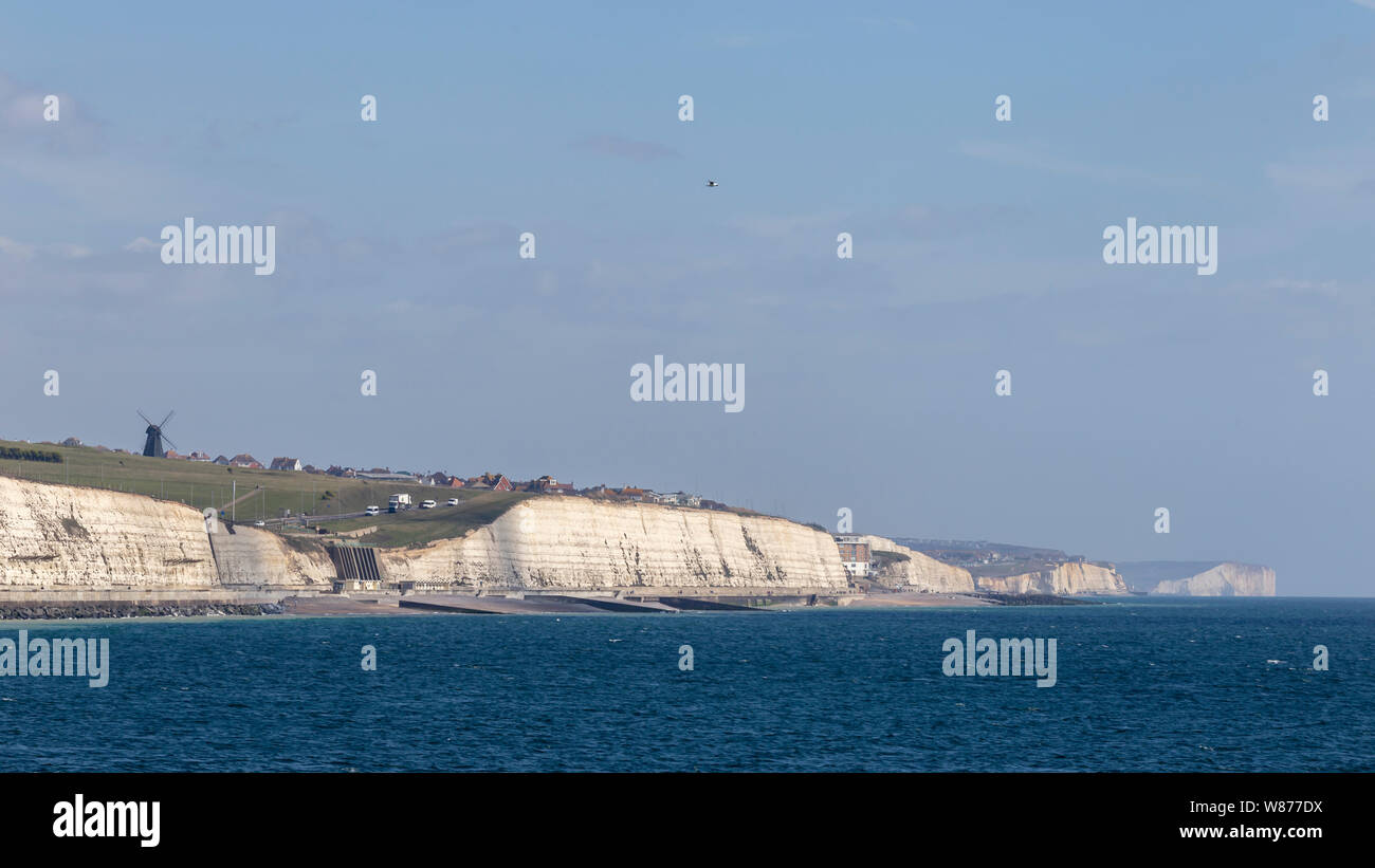 view from brighton marina of cliffs and rottingdean Stock Photo - Alamy