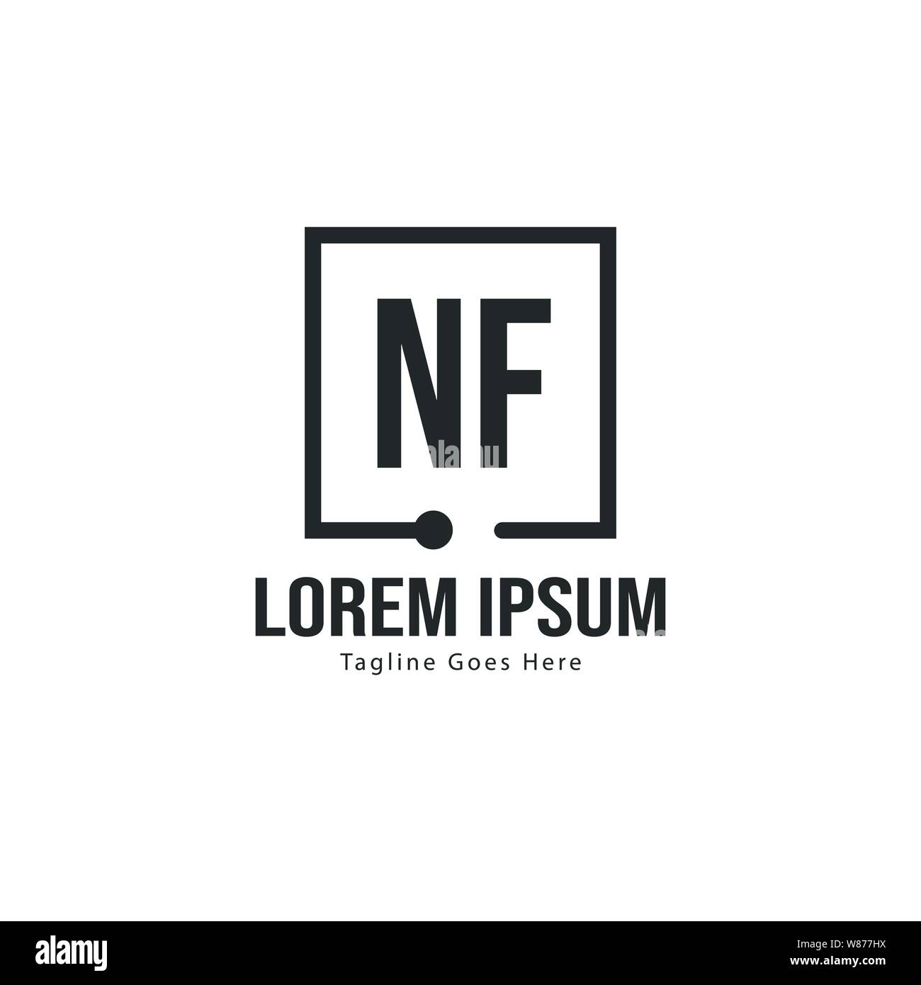 Initial NF logo template with modern frame. Minimalist NF letter logo ...