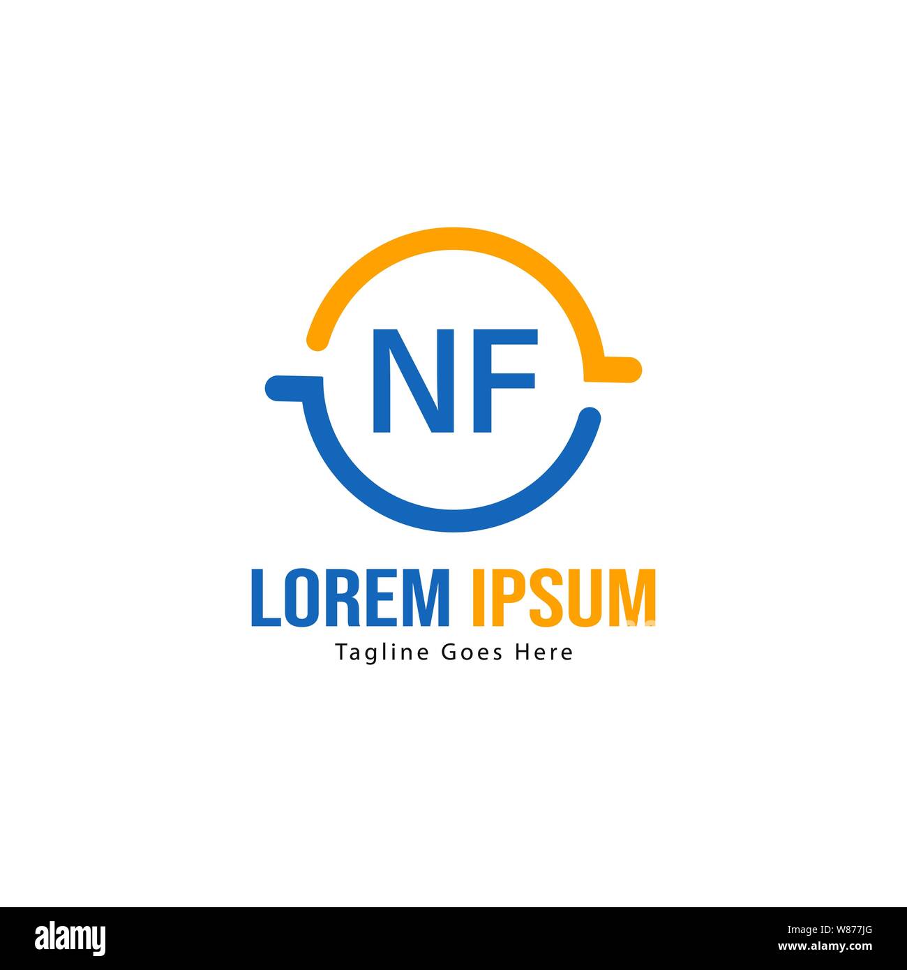 Initial NF logo template with modern frame. Minimalist NF letter logo ...