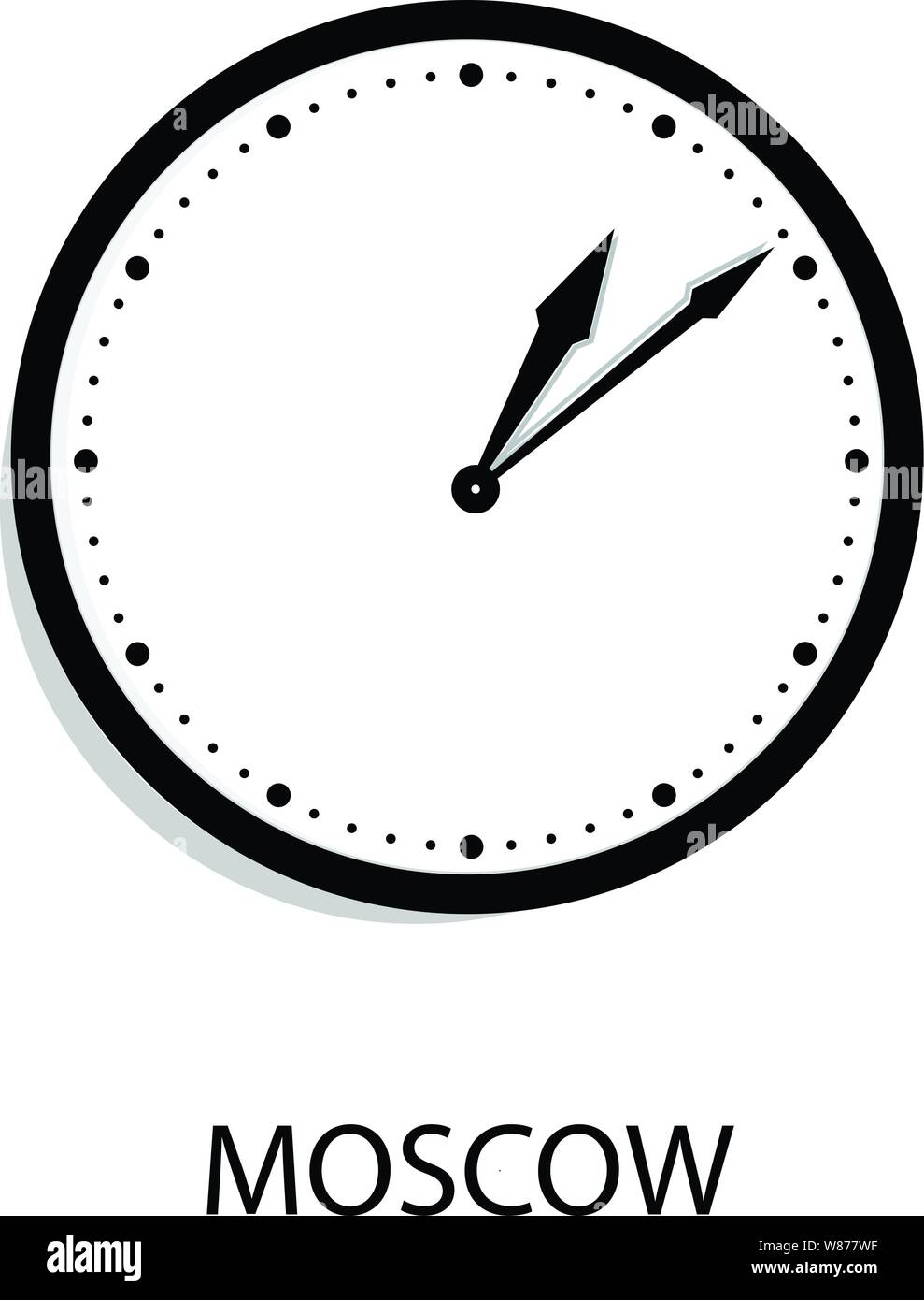 World time clock Moscow time. Wall office clock isolated on white ...