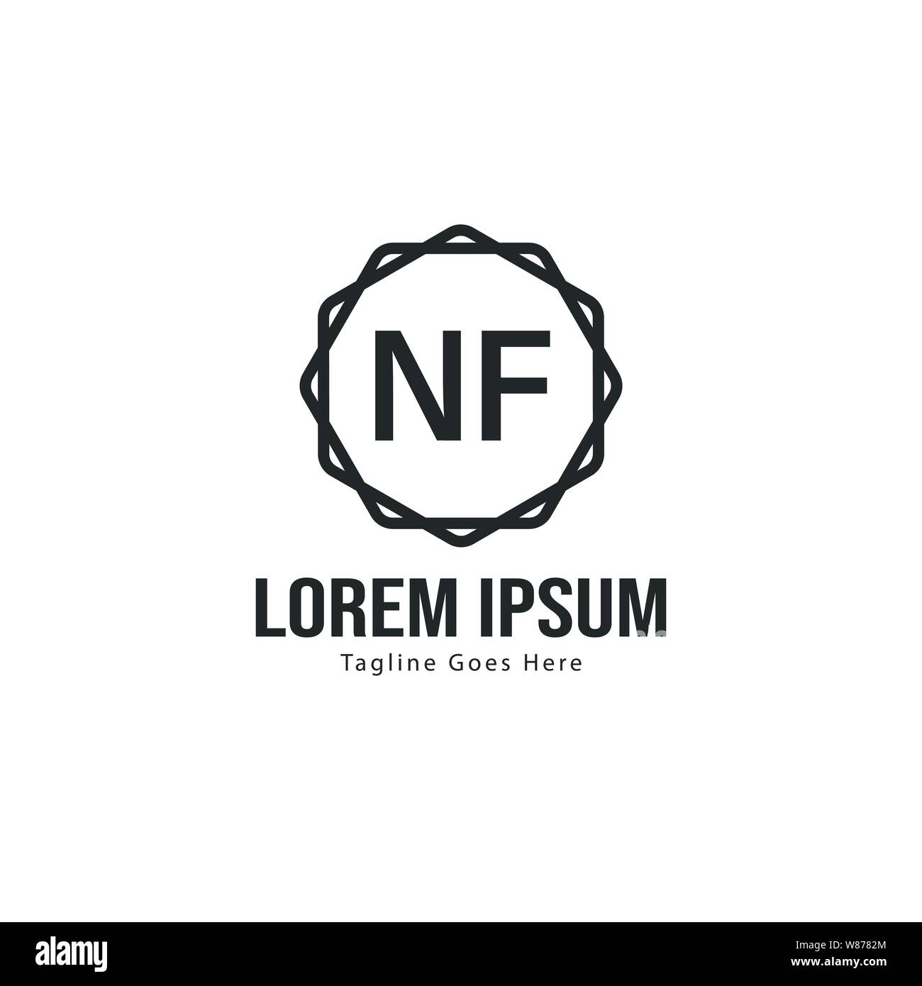 Initial NF logo template with modern frame. Minimalist NF letter logo ...