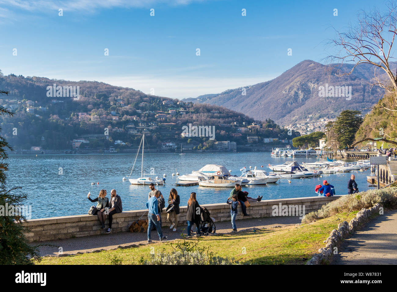 Como, Italy - March 10, 2019: Lake Como and Italian Alps in March Stock ...