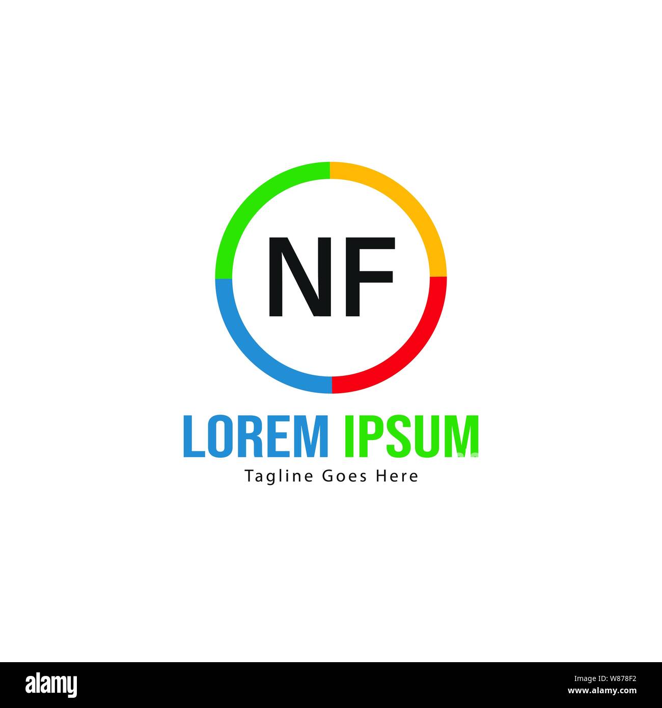 Initial NF logo template with modern frame. Minimalist NF letter logo ...