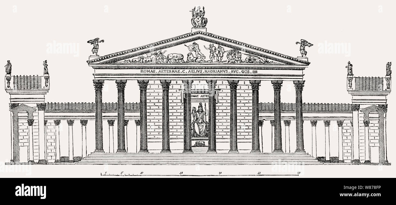 The Temple of Venus and Roma, Ancient Rome, Reconstruction Stock Photo ...