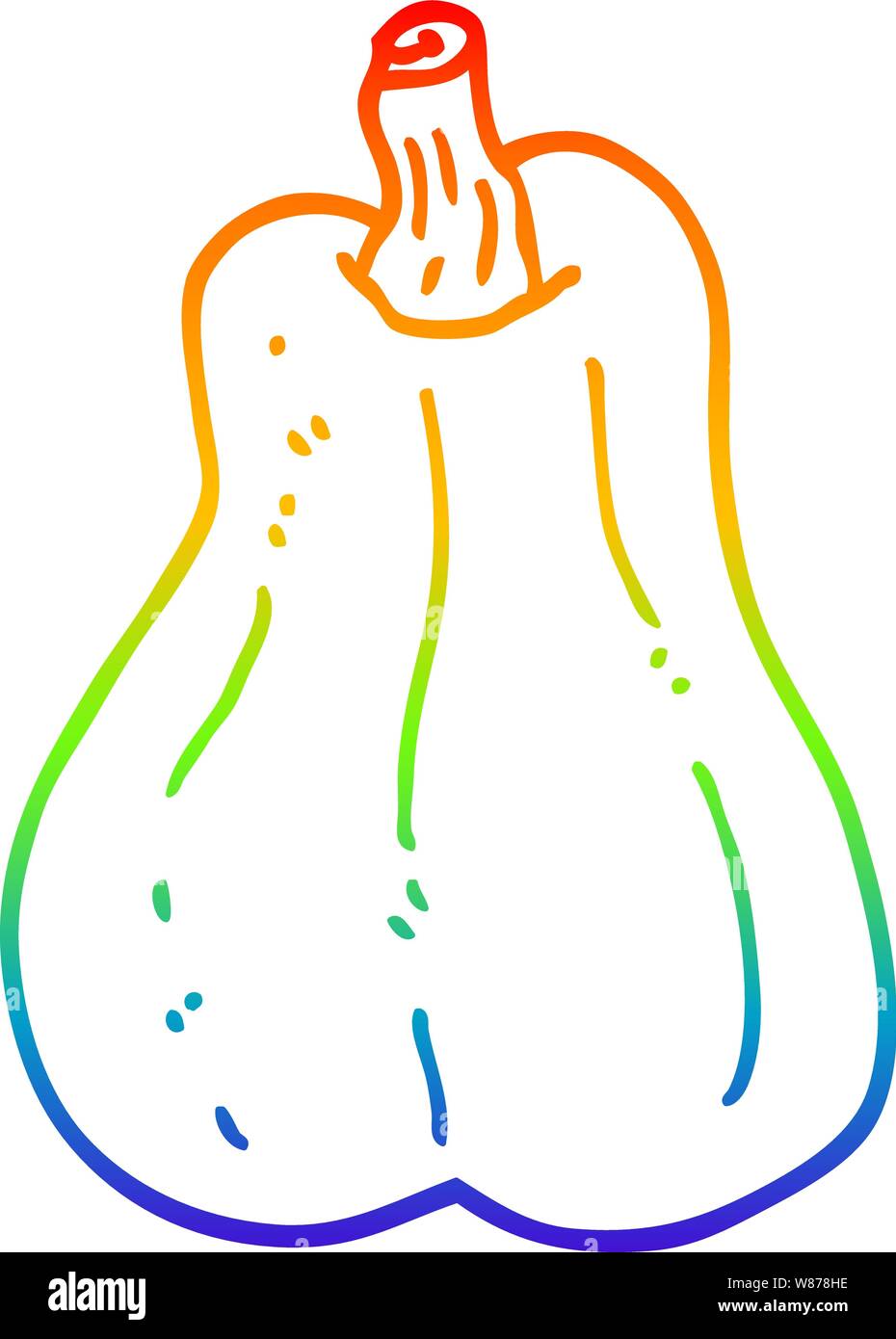 rainbow gradient line drawing of a cartoon butternut squash Stock ...