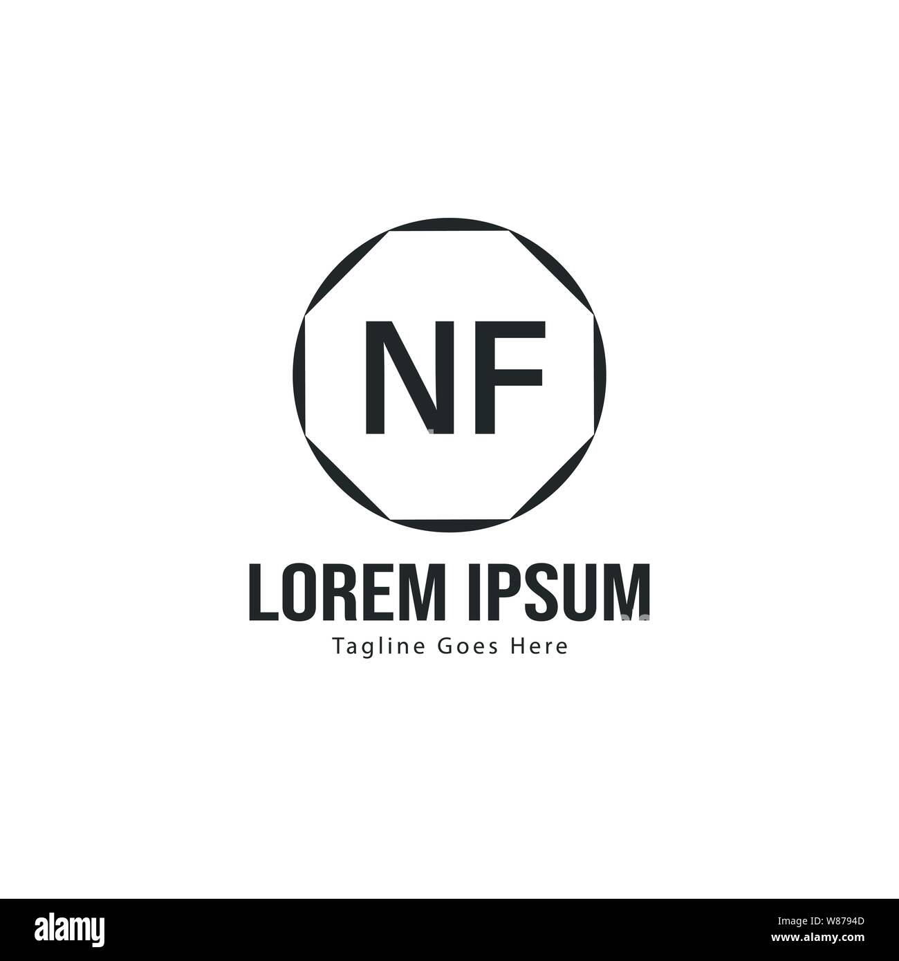 Initial NF logo template with modern frame. Minimalist NF letter logo ...