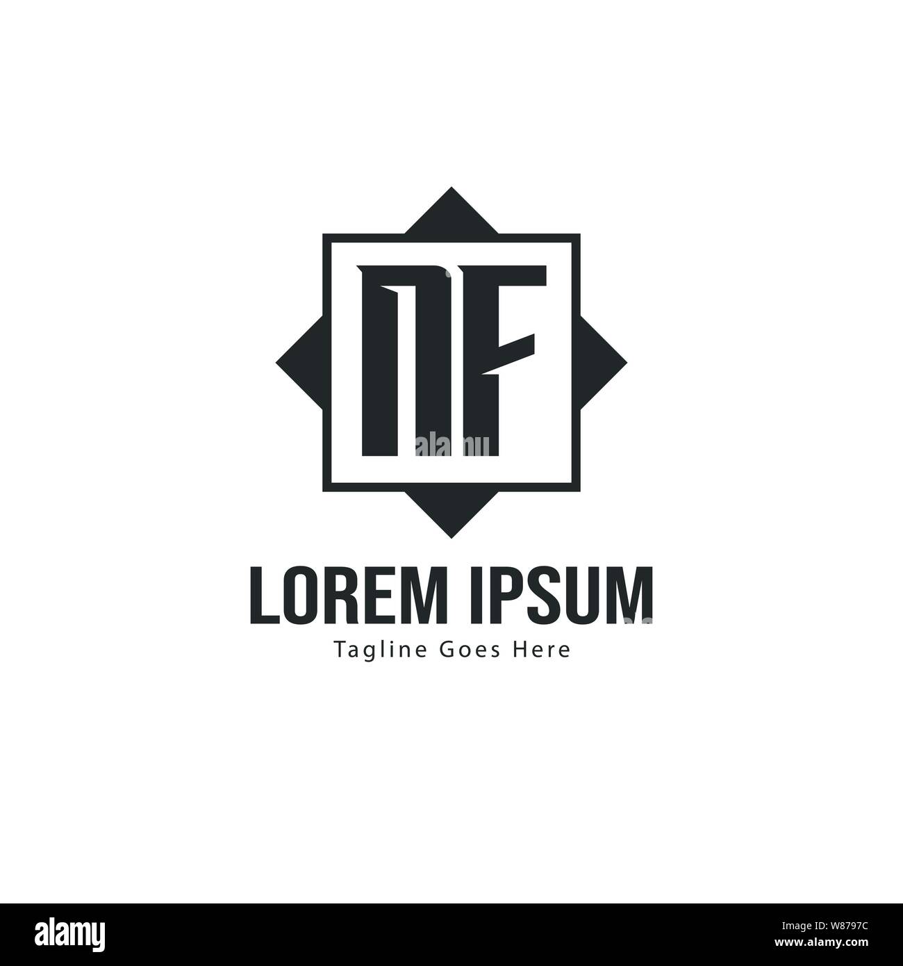 Initial NF logo template with modern frame. Minimalist NF letter logo ...