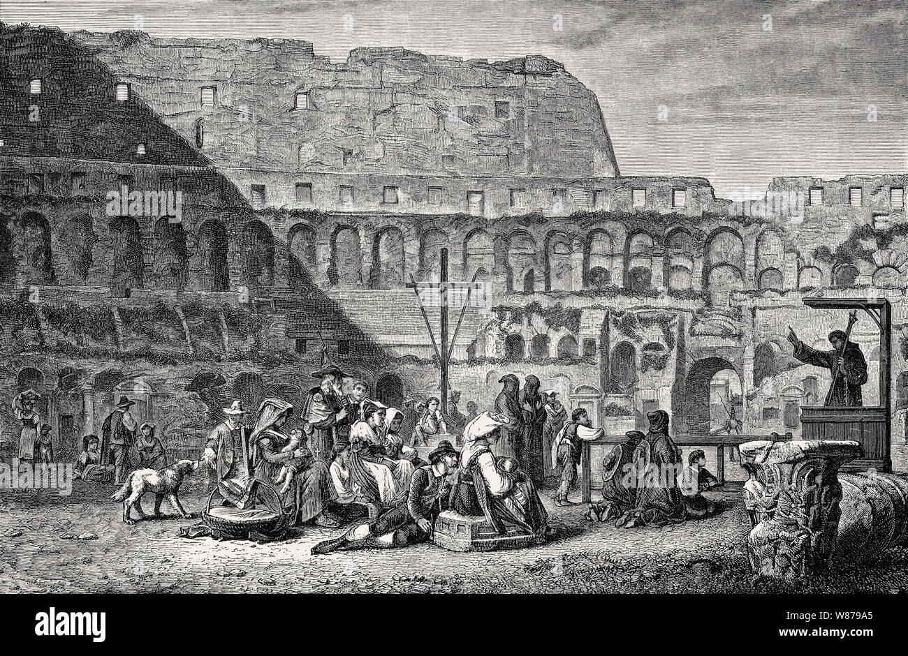 Christian worship at the Colosseum, ancient Amphitheatre, Rome, Italy ...