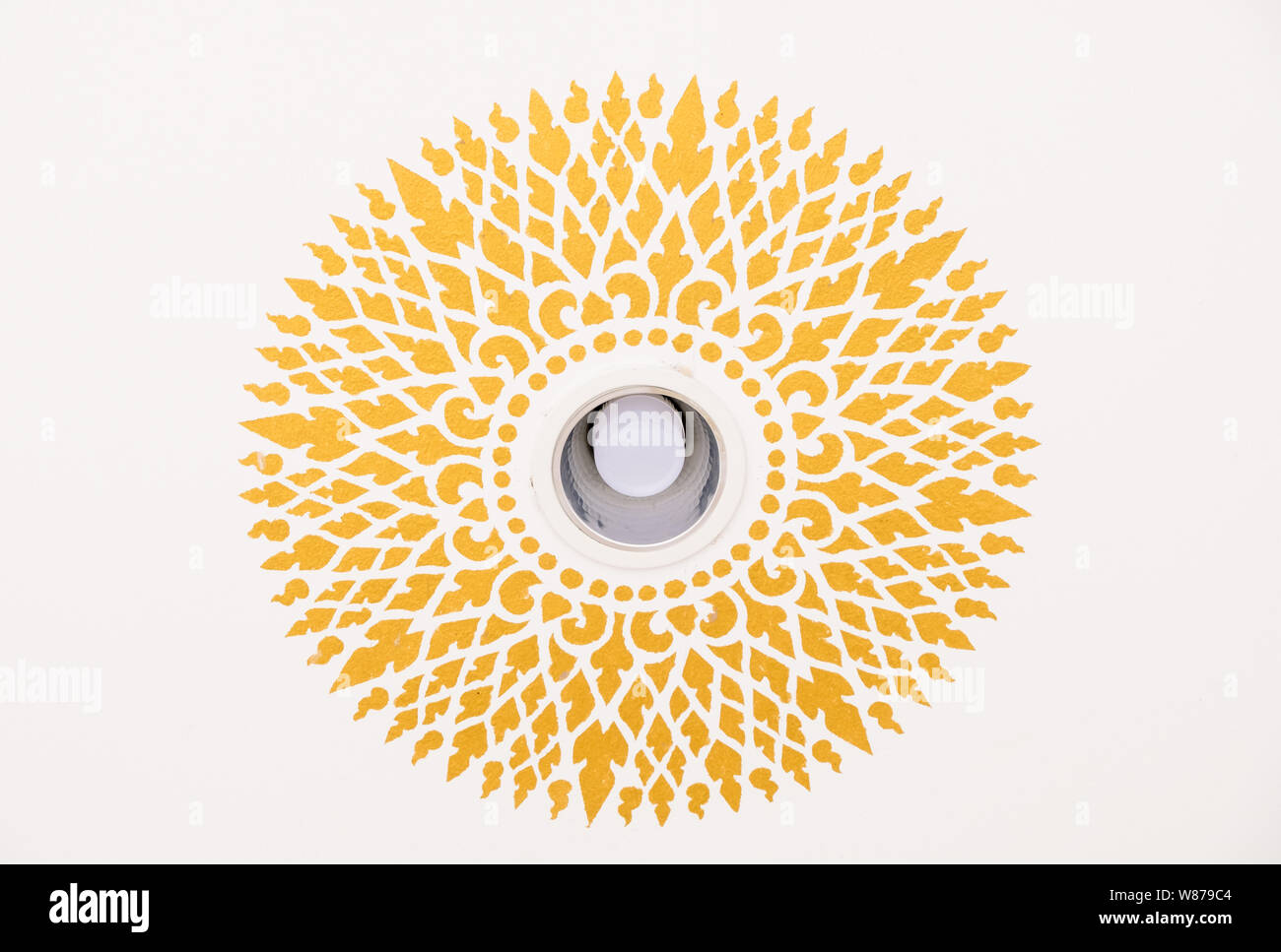 Circle pattern in the traditional Thai style around the led bulb which ...