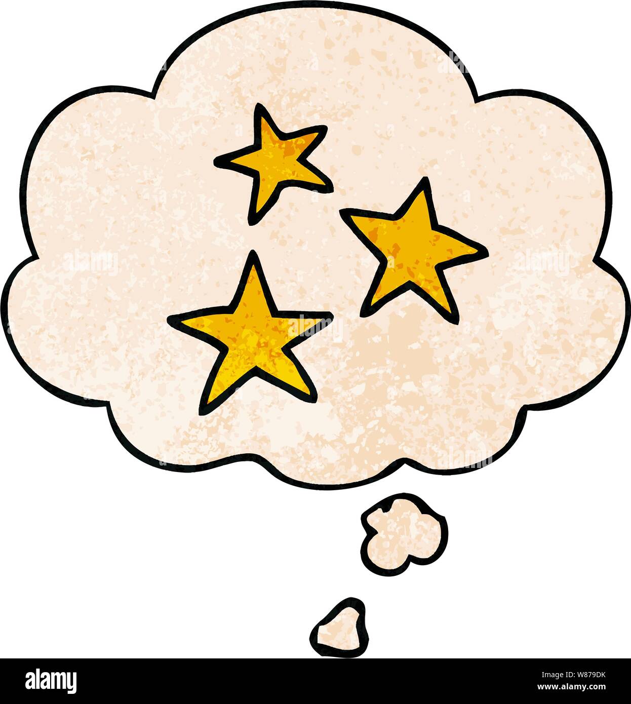 cartoon star symbols with thought bubble in grunge texture style Stock ...