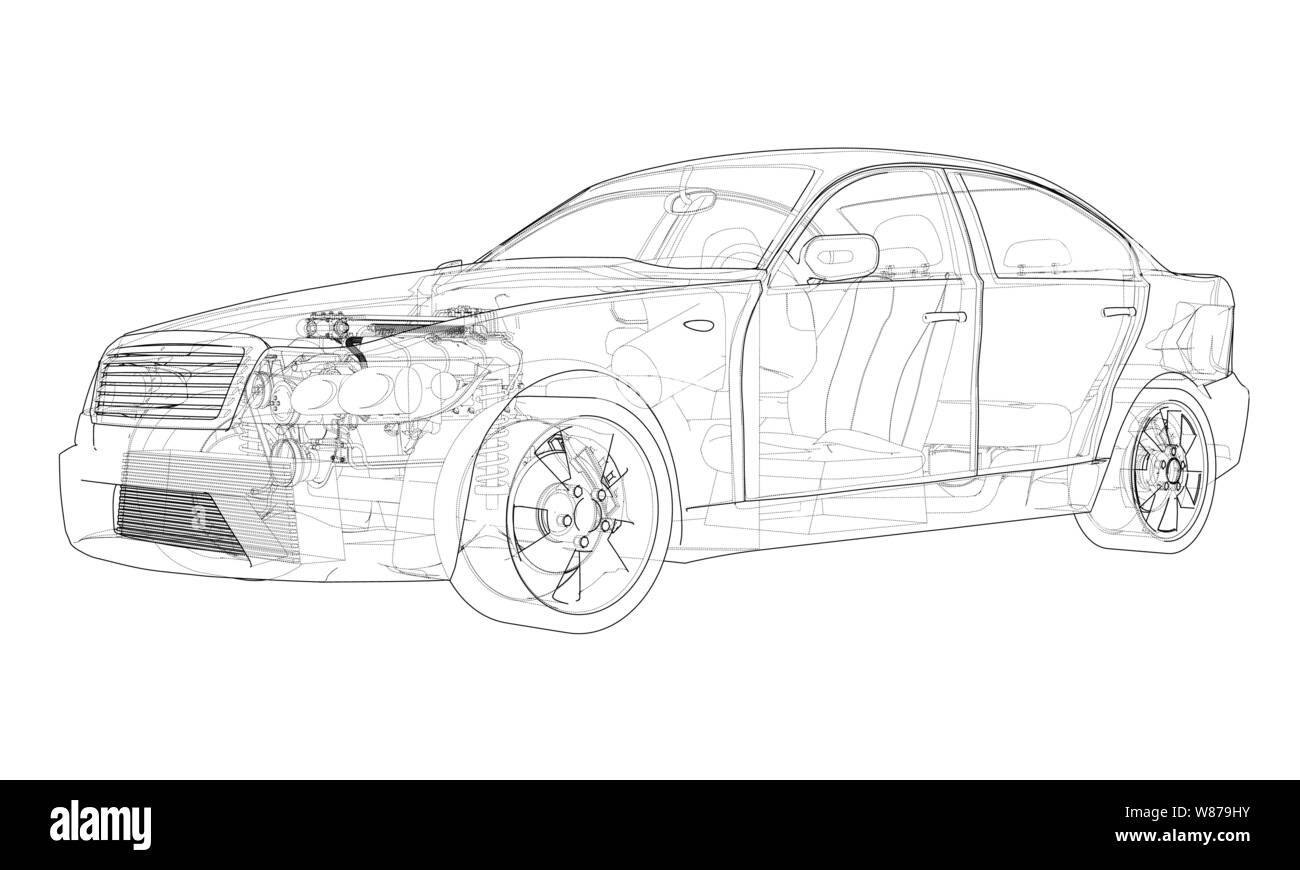 Concept car. Vector rendering of 3d Stock Vector Image & Art - Alamy