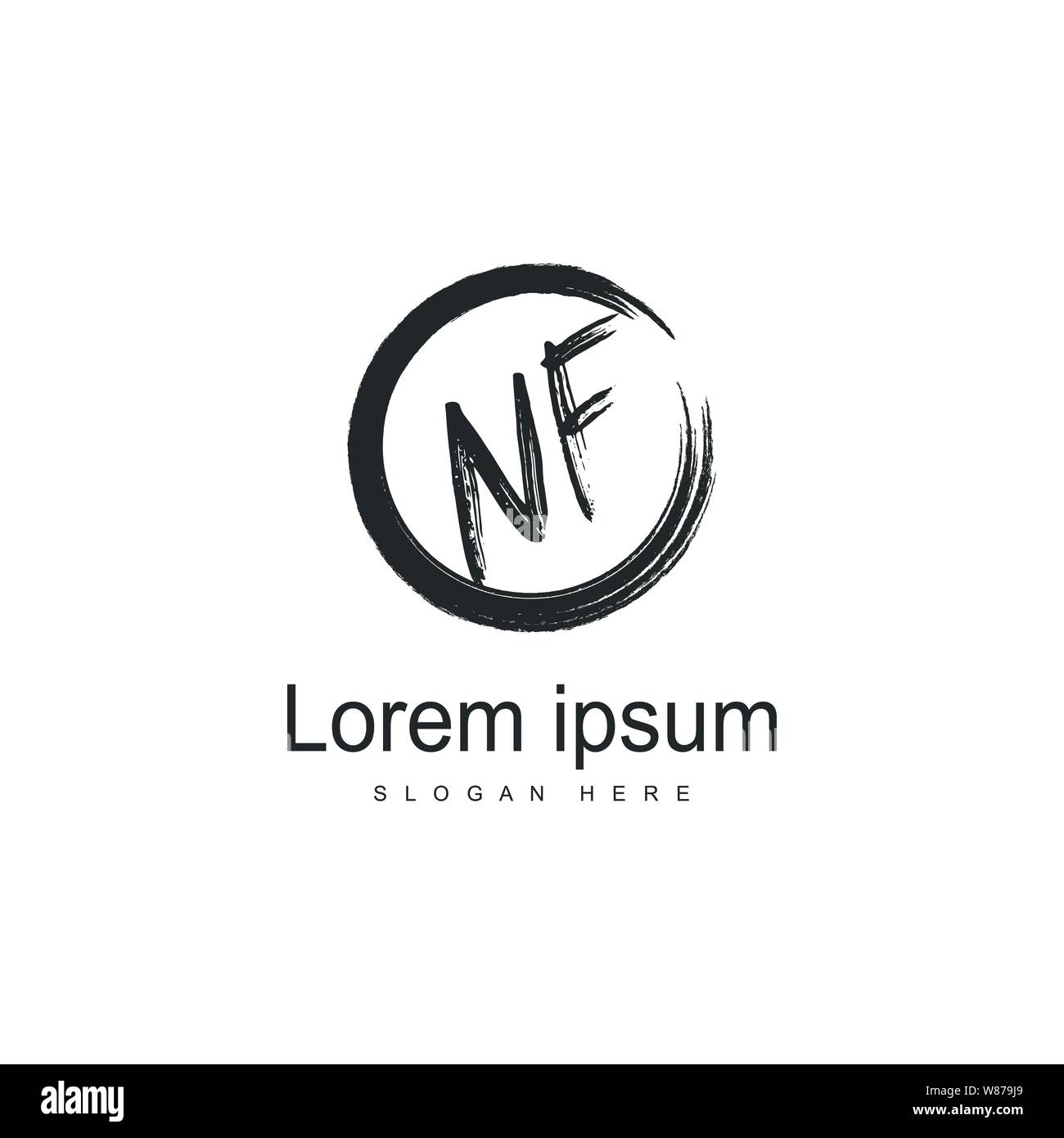 Initial NF logo template with modern frame. Minimalist NF letter logo ...