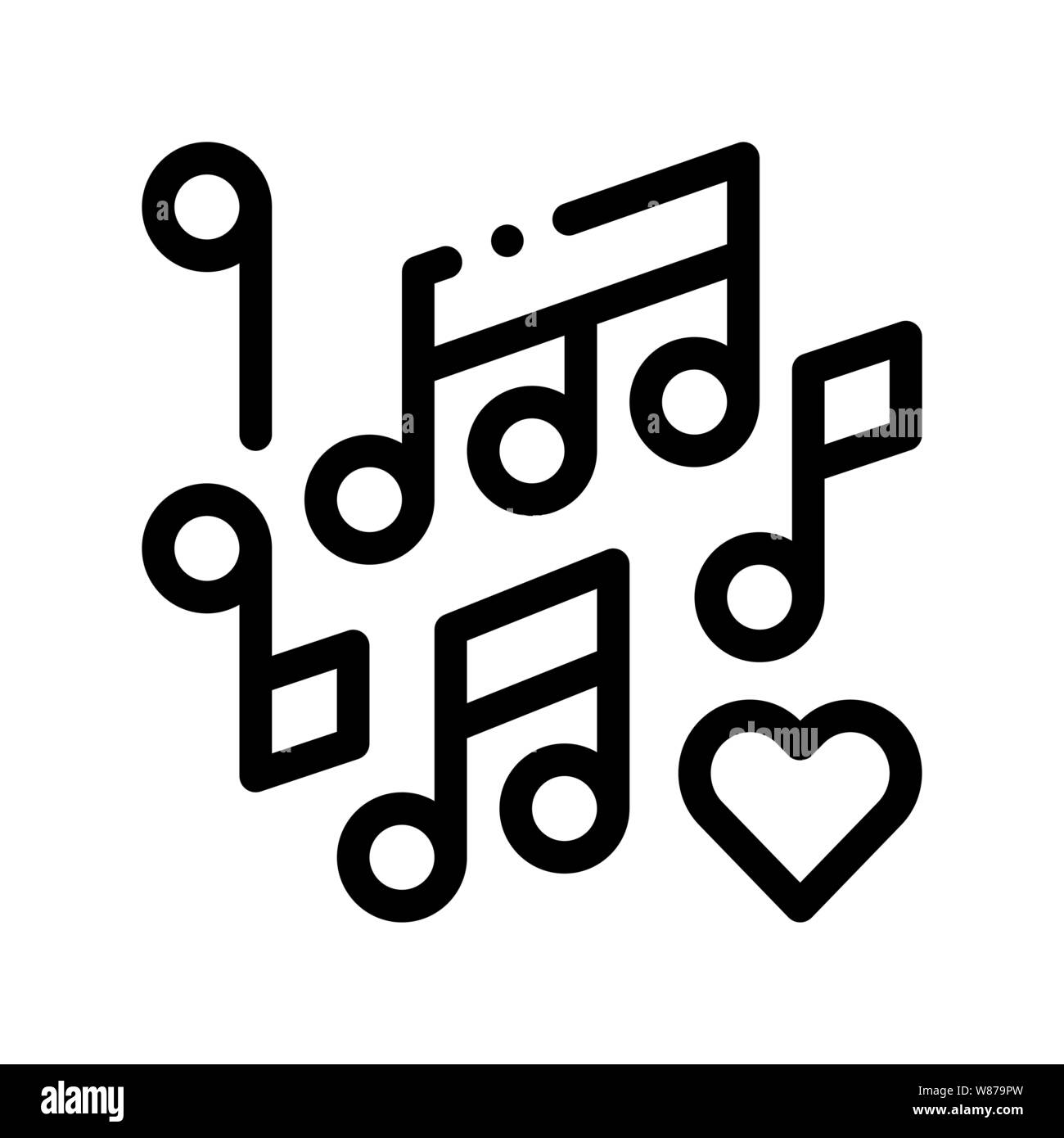 Music Notes Wedding Dance Thin Line Vector Icon Stock Vector Image ...