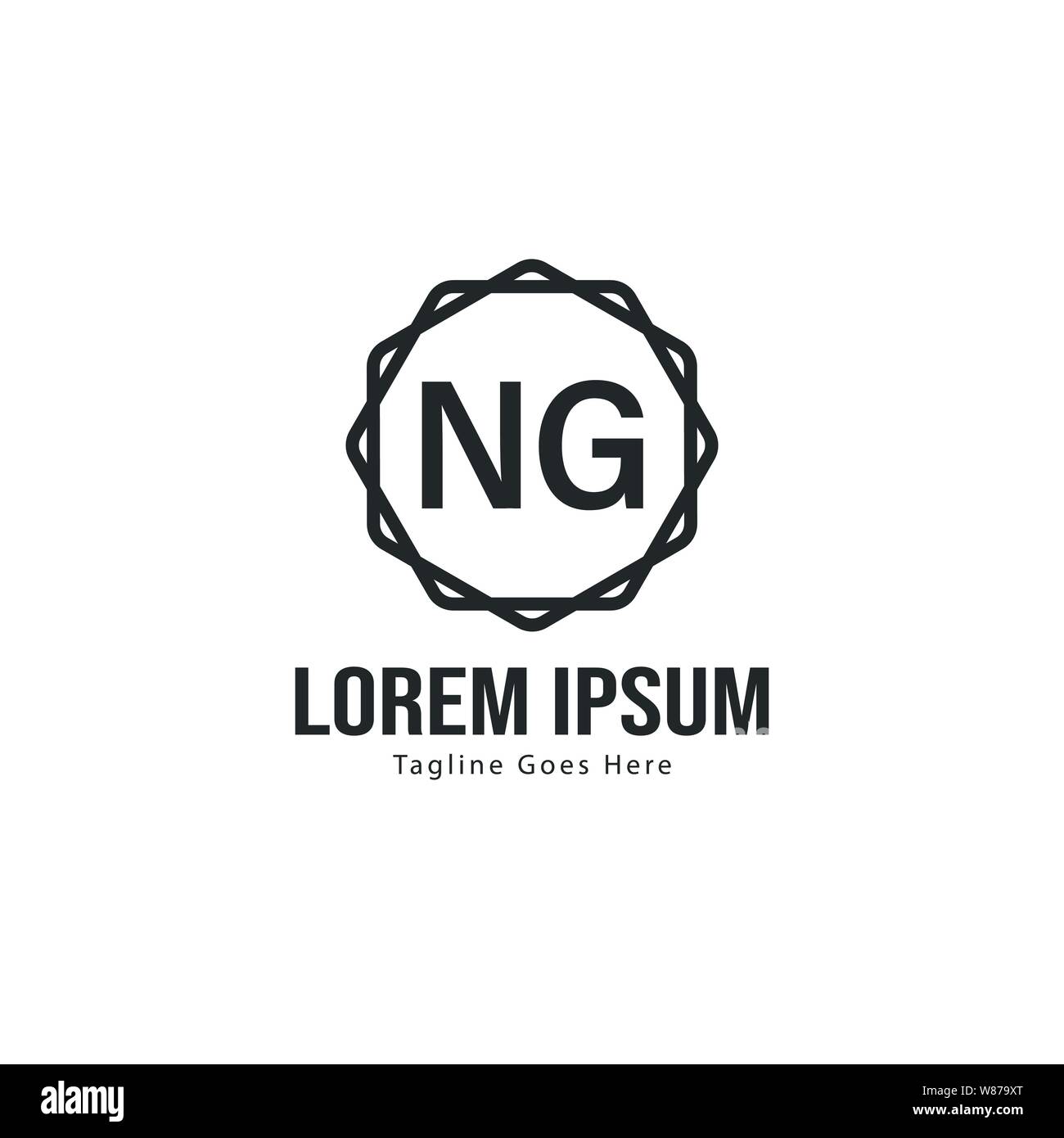 Initial NG logo template with modern frame. Minimalist NG letter logo ...