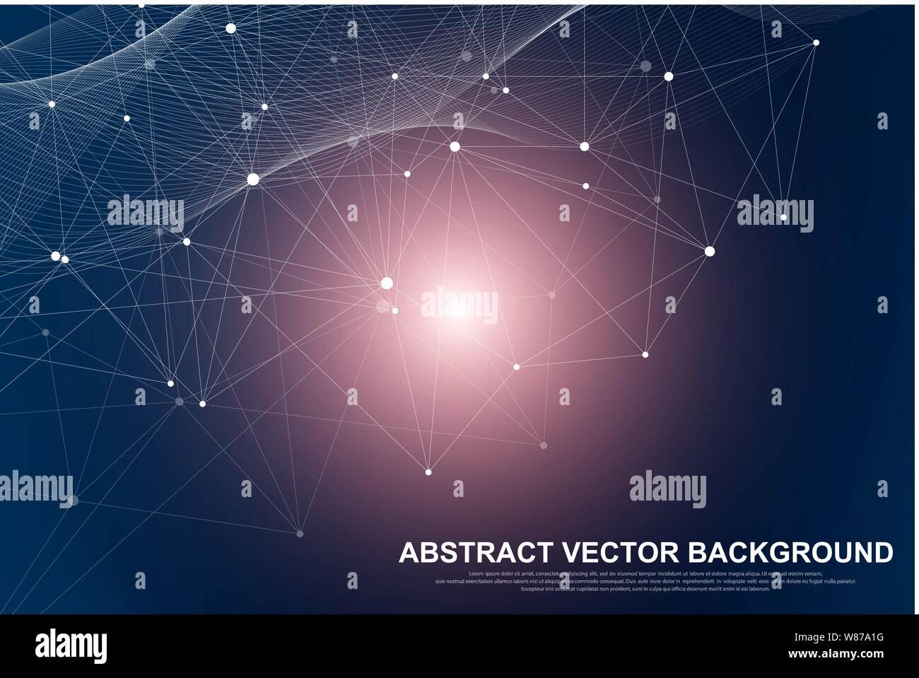 Abstract plexus background with connected lines and dots. Plexus geometric effect Big data with ...