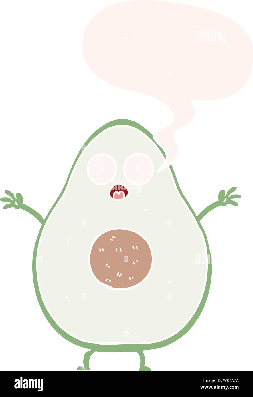 cartoon avocado with speech bubble in retro style Stock Vector Image ...