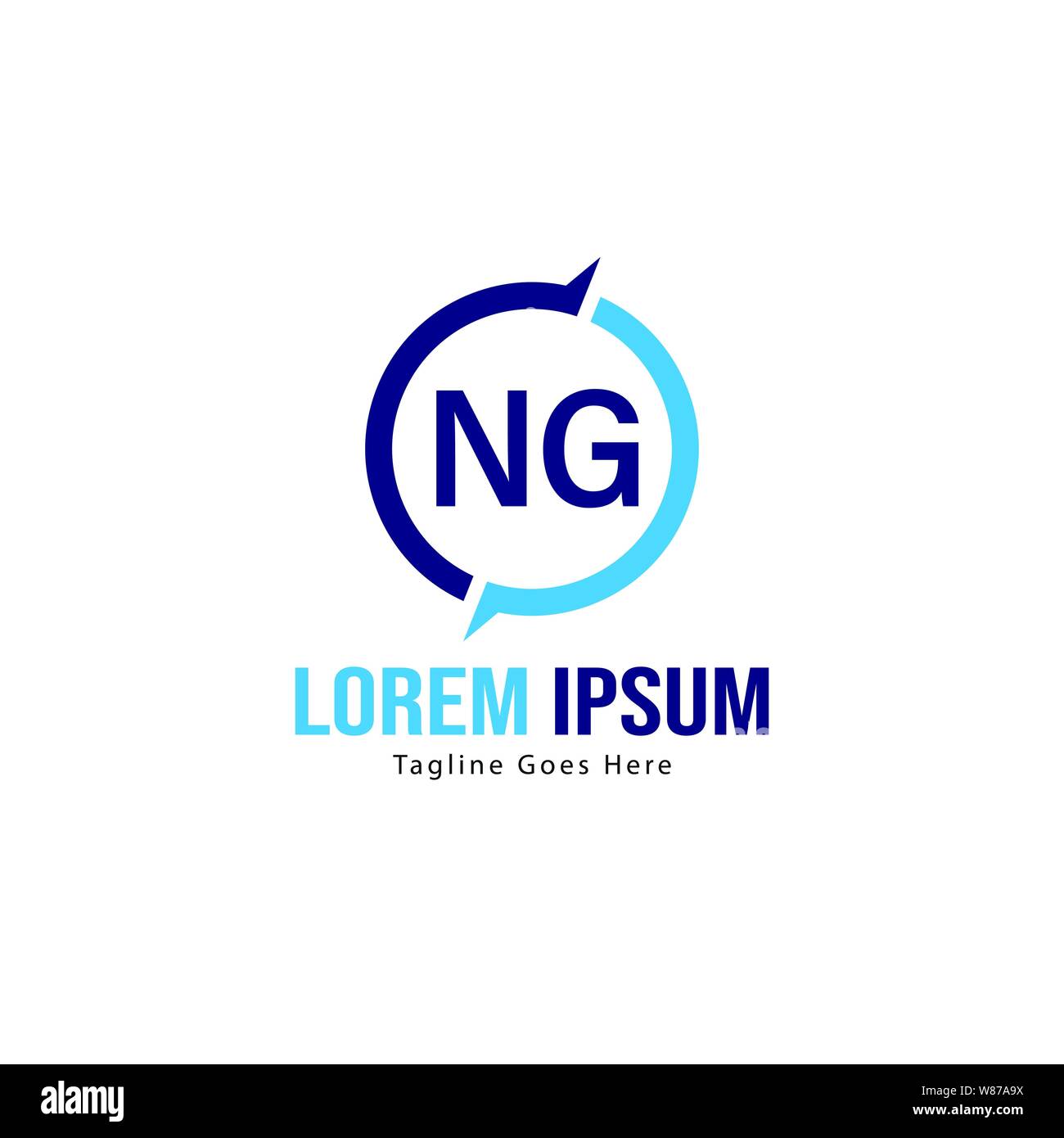 Initial NG logo template with modern frame. Minimalist NG letter logo ...